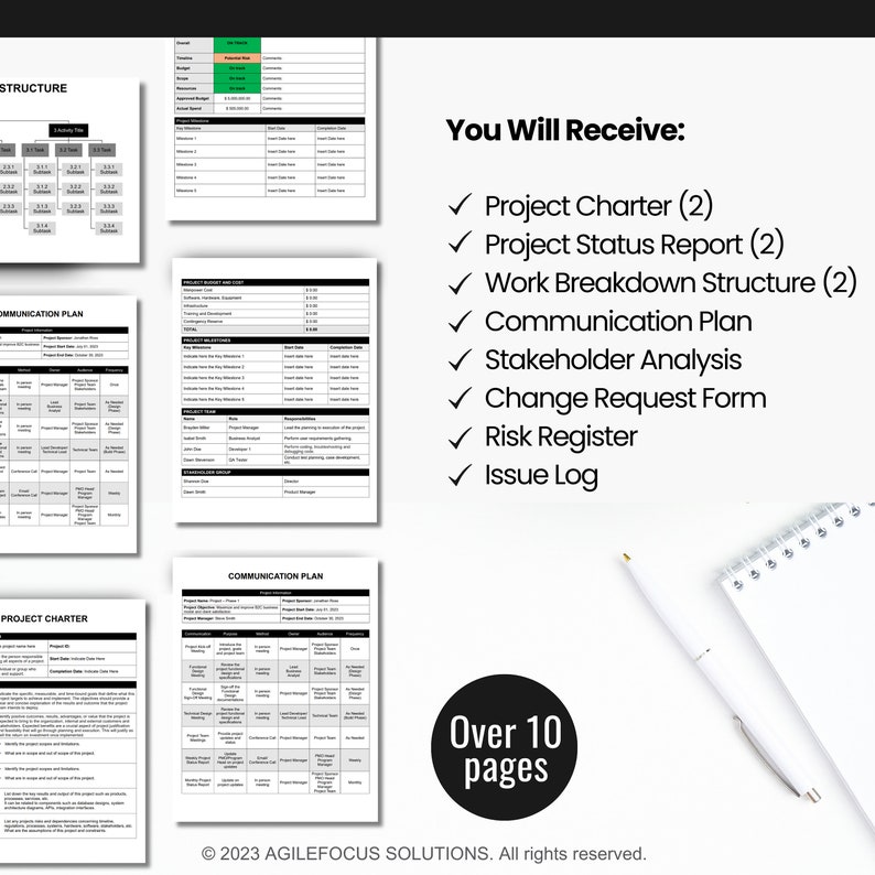 Project Management Bundle, Project Templates, Project Charter, Project ...