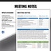 Meeting Notes, Meeting Minutes, Agenda, Editable Meeting Notes, Meeting ...