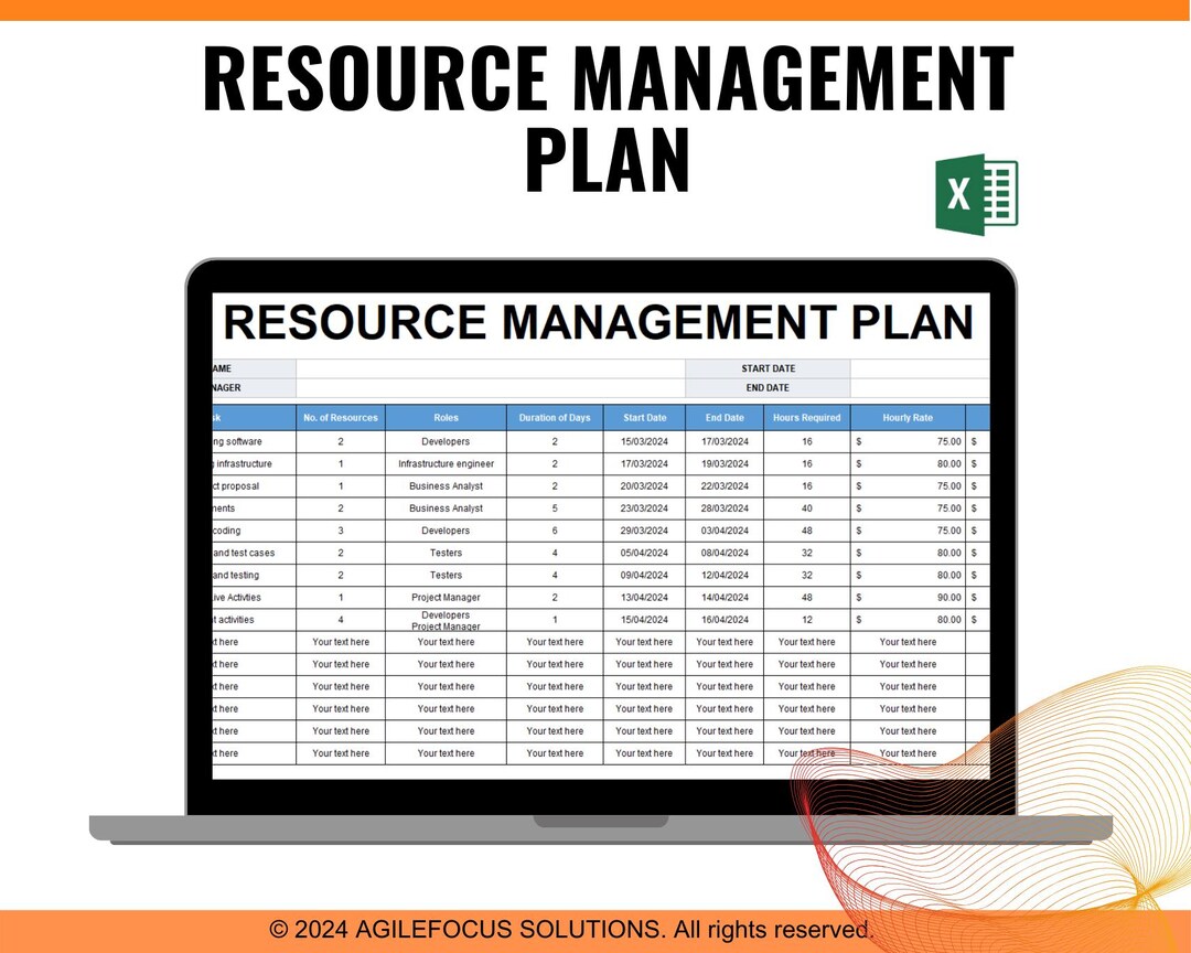 Resource Planning Spreadsheet, Resource Management Plan, Resource ...