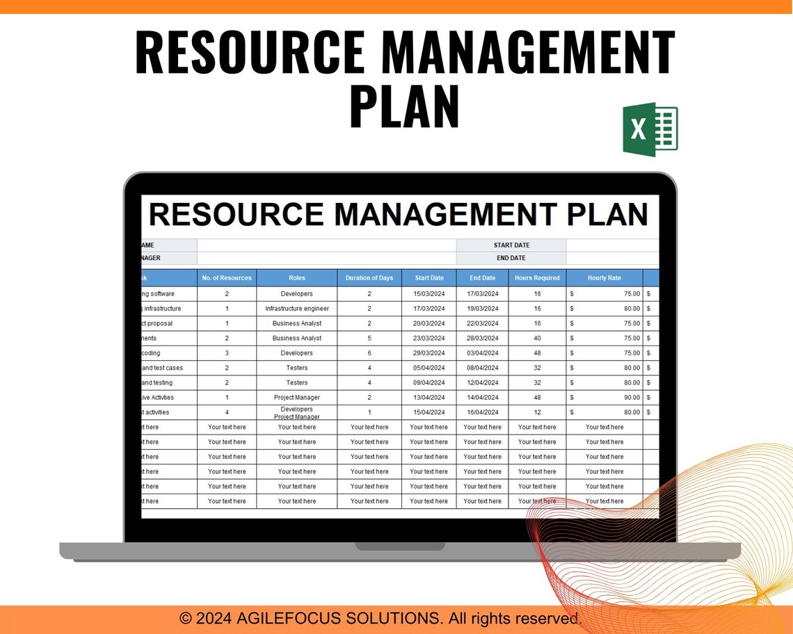 Resource Planning Spreadsheet, Resource Management Plan, Resource ...
