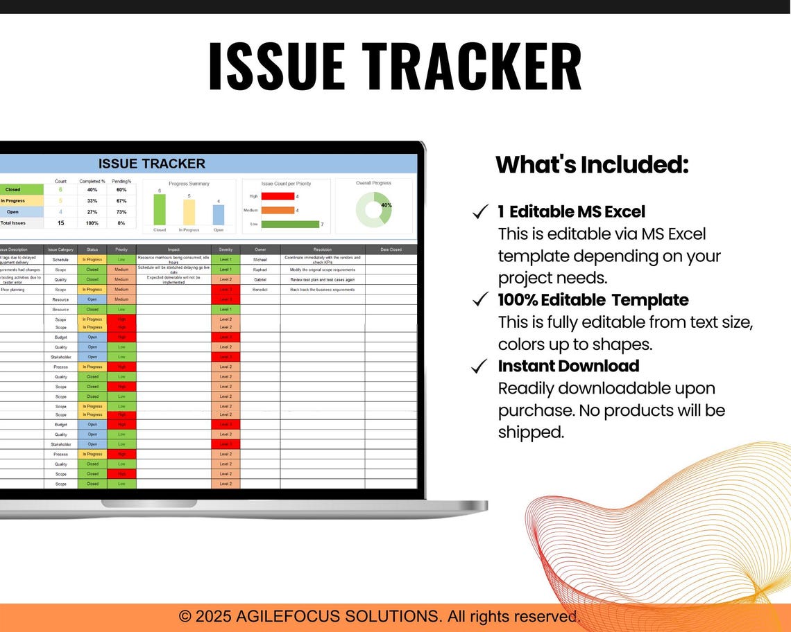 Issue Tracker Spreadsheet, Issue Tracker Excel, Issue Tracker, Issue ...