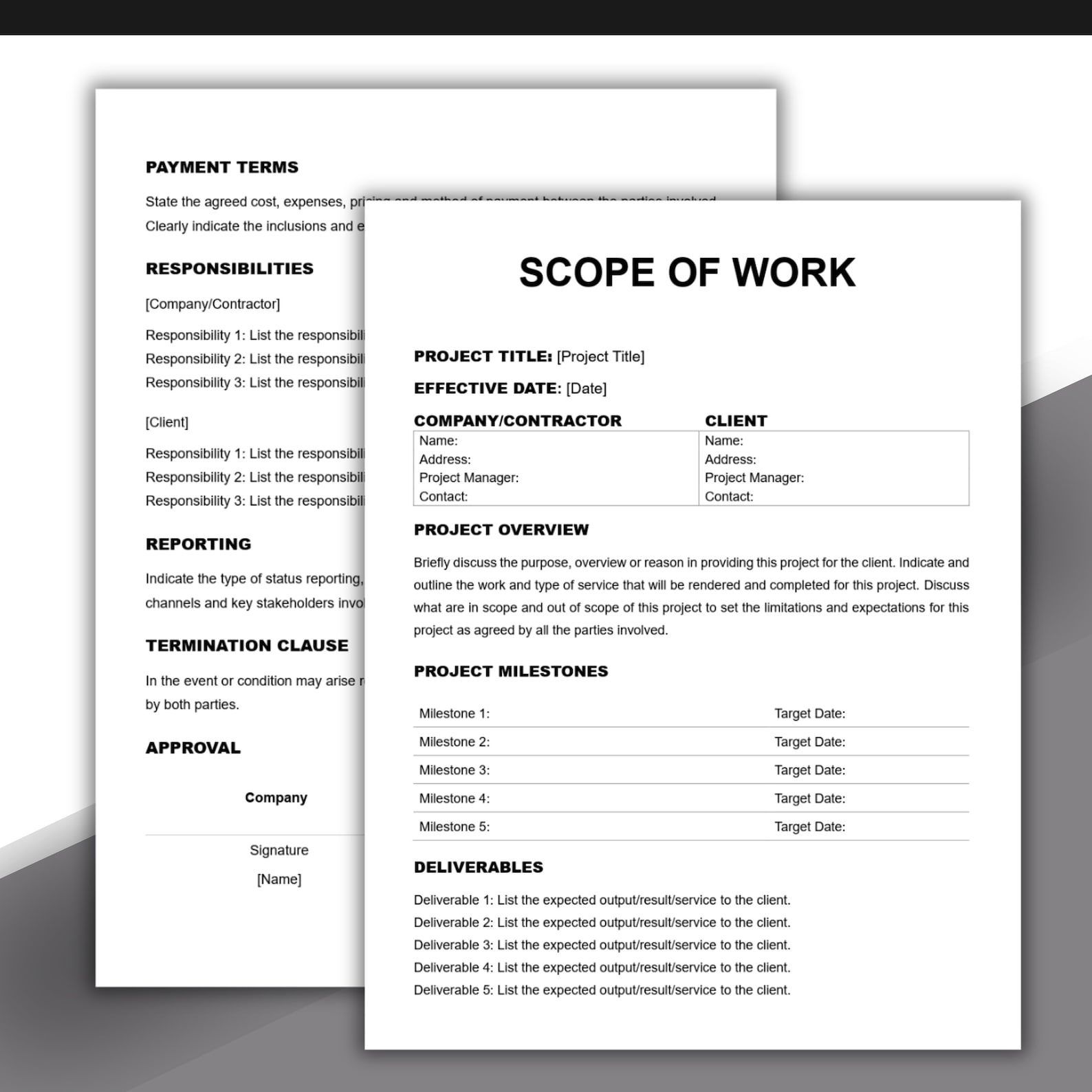 Scope of Work Template, Statement of Work, SOW Template, Project ...