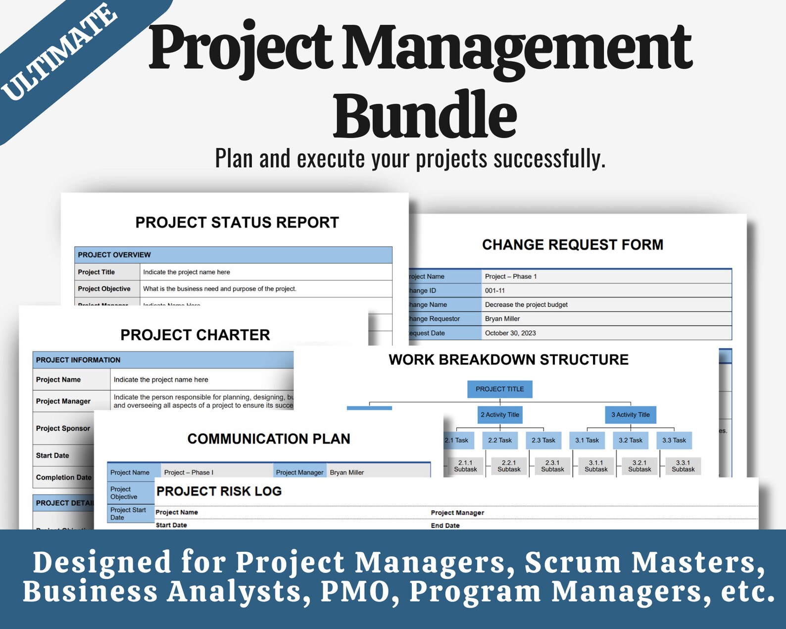 Project Management Bundle Project Templates Project Charter - Etsy