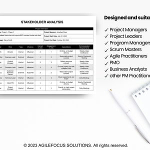 Stakeholder Analysis Template, Stakeholder Plan, Stakeholder Management ...