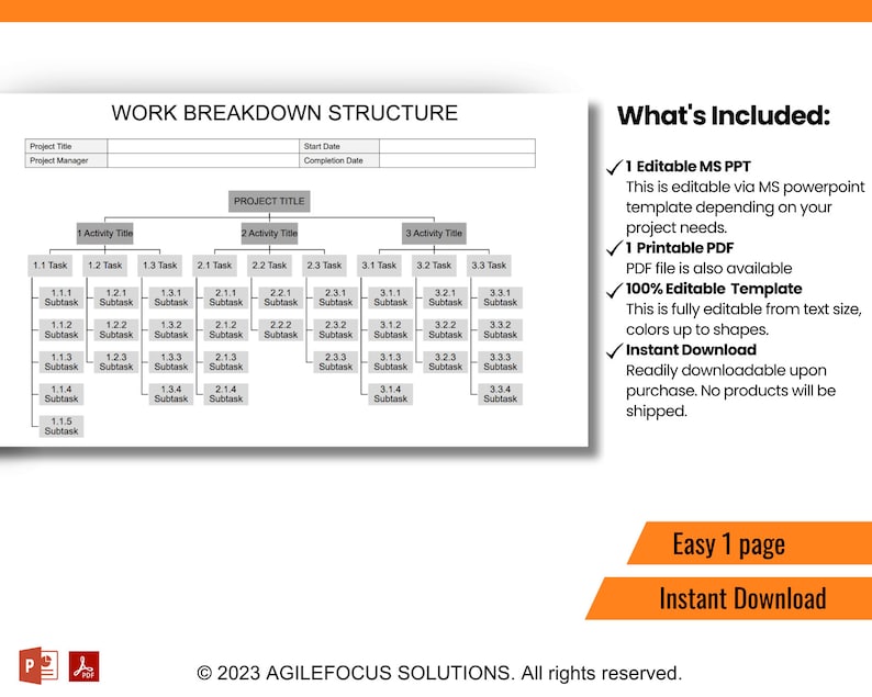 Work Breakdown Structure Project Management Template Project - Etsy