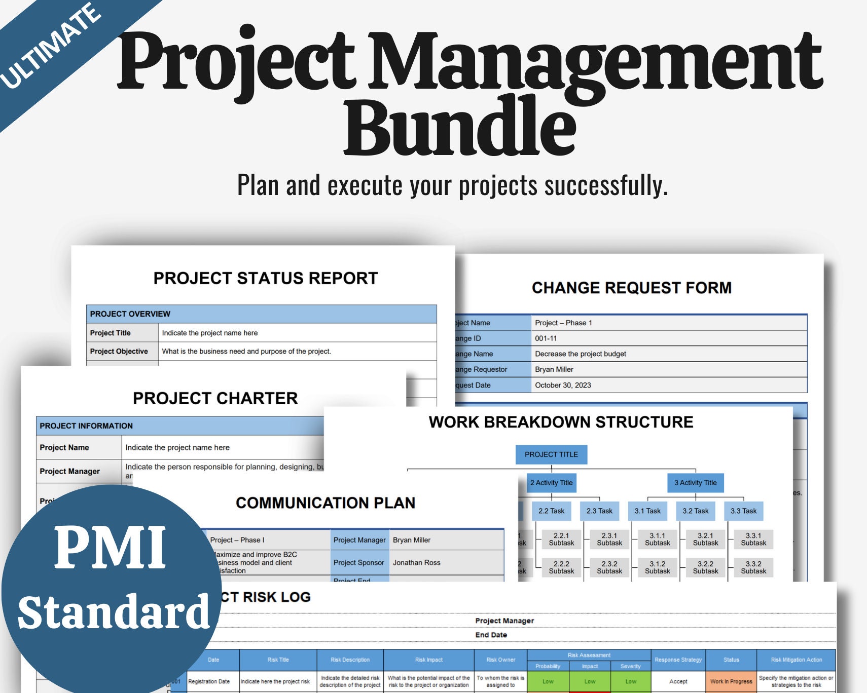 Project Management Bundle Project Templates Project Charter - Etsy Canada