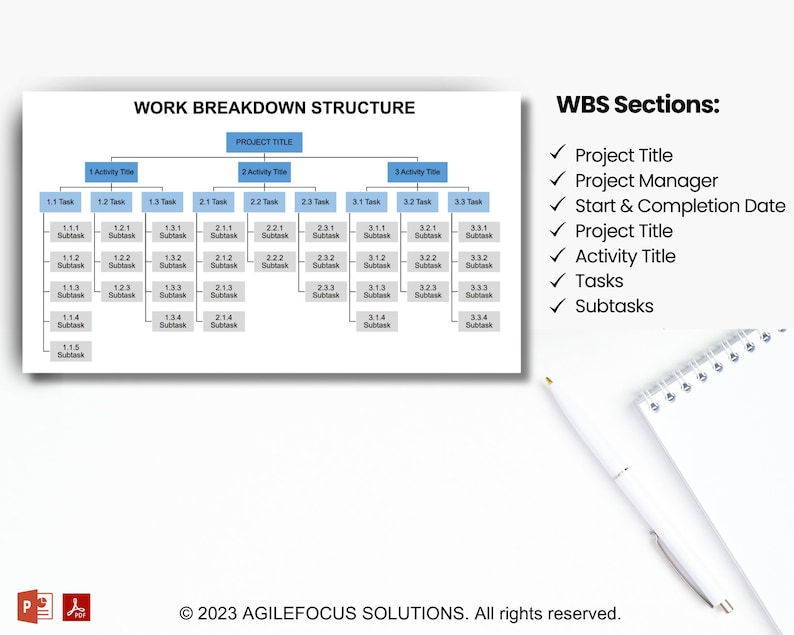 Work Breakdown Structure, Project Management Template, Project Planner ...