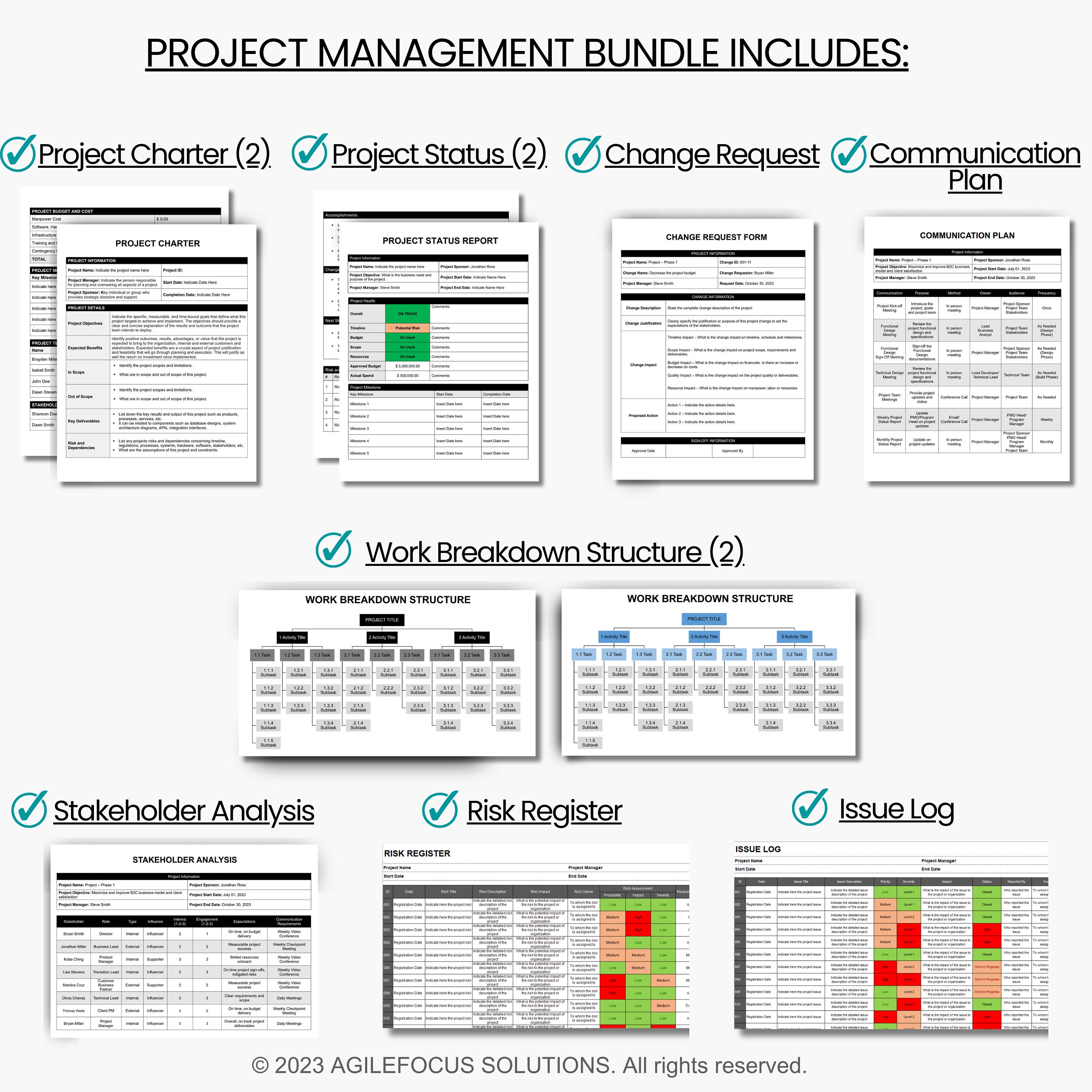 Project Management Bundle, Project Templates, Project Charter, Project ...