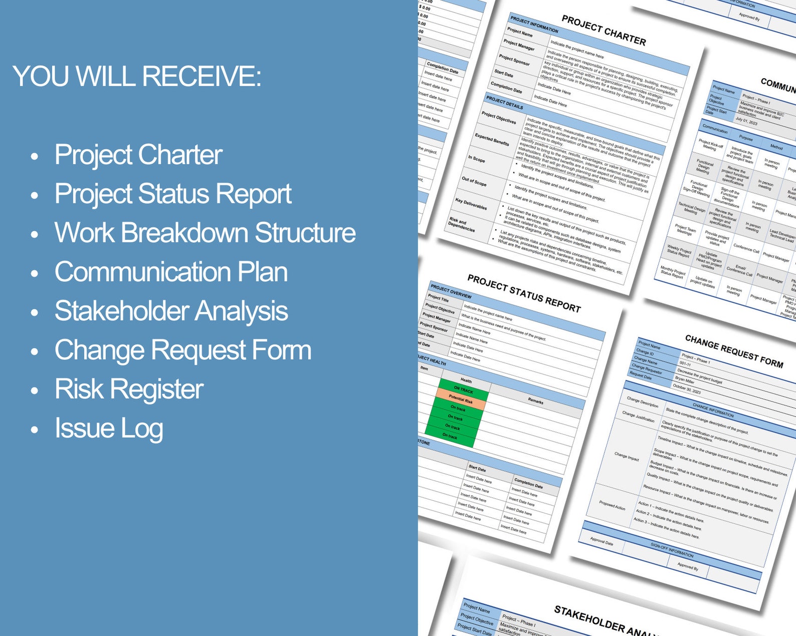 Project Management Bundle Project Templates Project Charter - Etsy
