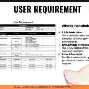 User Requirement, UR, Business Requirements Template, BRD, Requirements ...