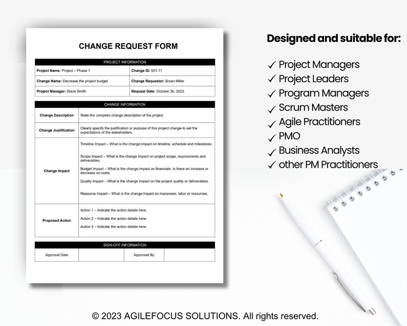 Change Management, Change Request Form, Project Management, Project ...