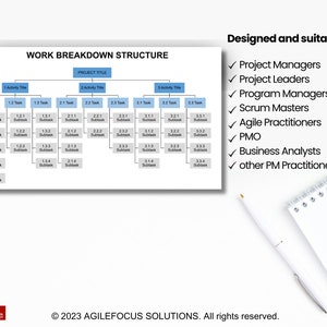 Work Breakdown Structure, Project Management Template, Project Planner ...