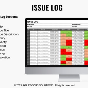 Issue Log, Issue Tracker, Issue Register, RAID Log, Issue Management ...