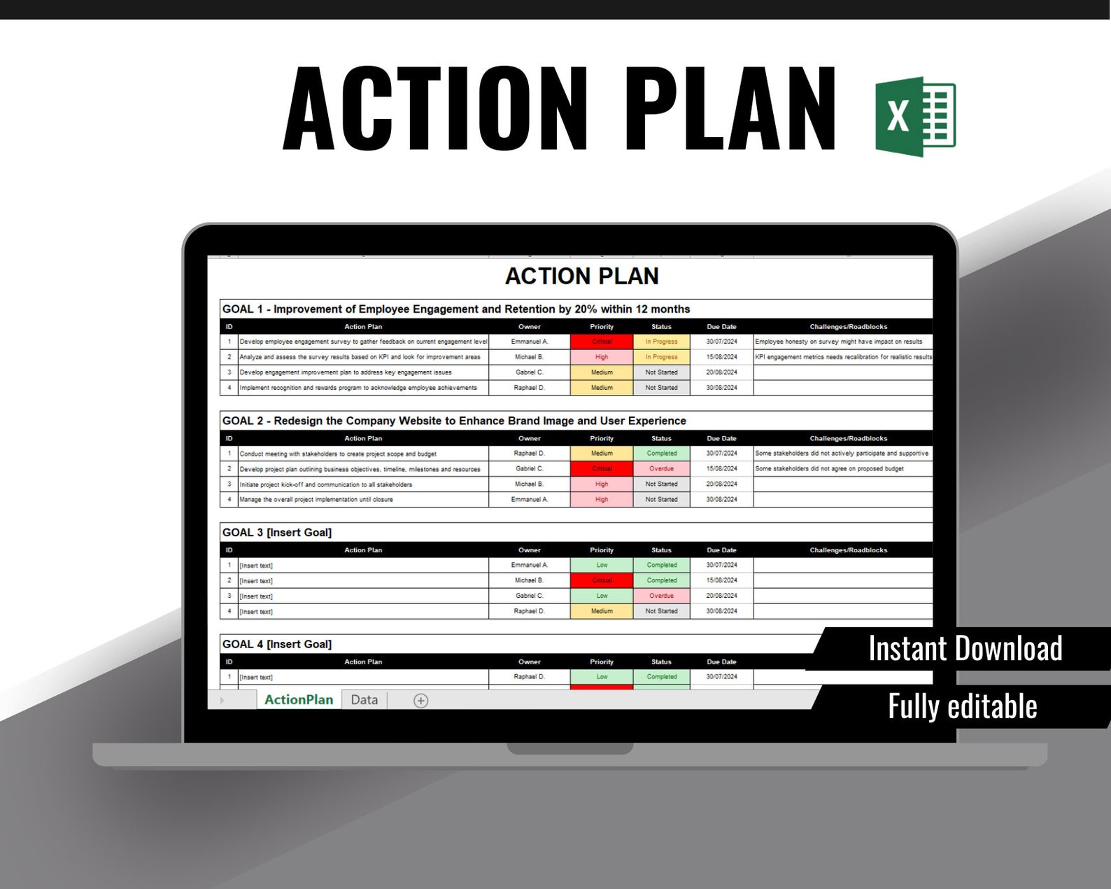 Action Plan Template, Project Action Plan, Task Planner, Activity ...