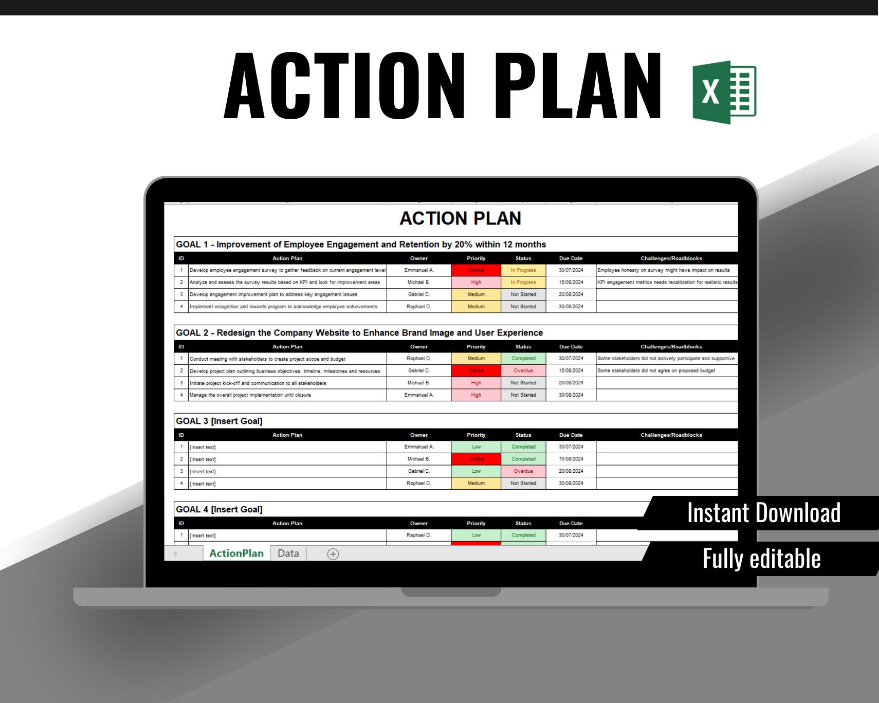 Action Plan Template, Project Action Plan, Task Planner, Activity ...