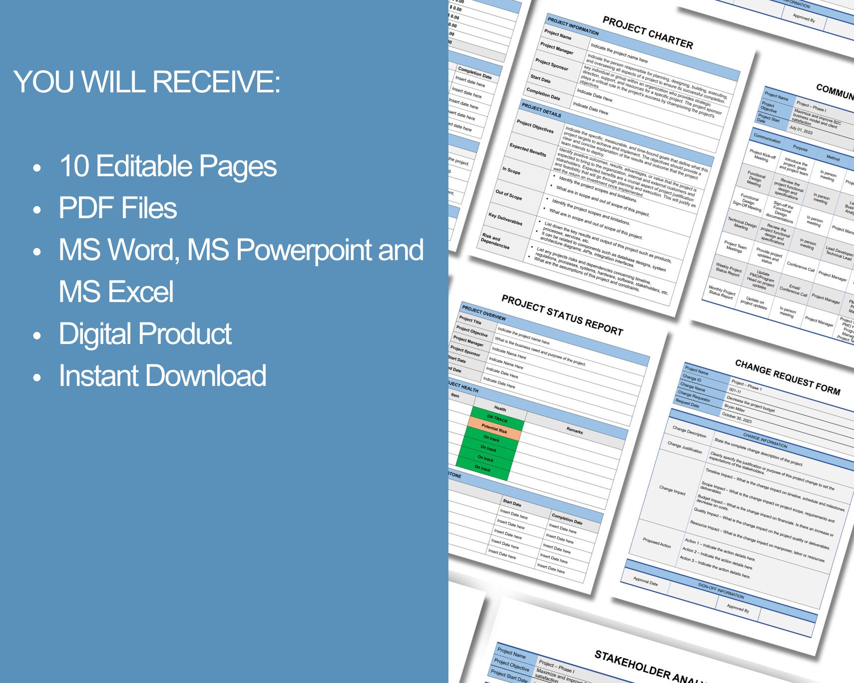 Project Management Bundle Project Templates Project Charter - Etsy