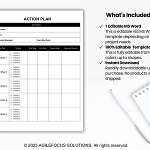 Action Plan Template, Project Action Plan, Project Plan, Task Planner ...