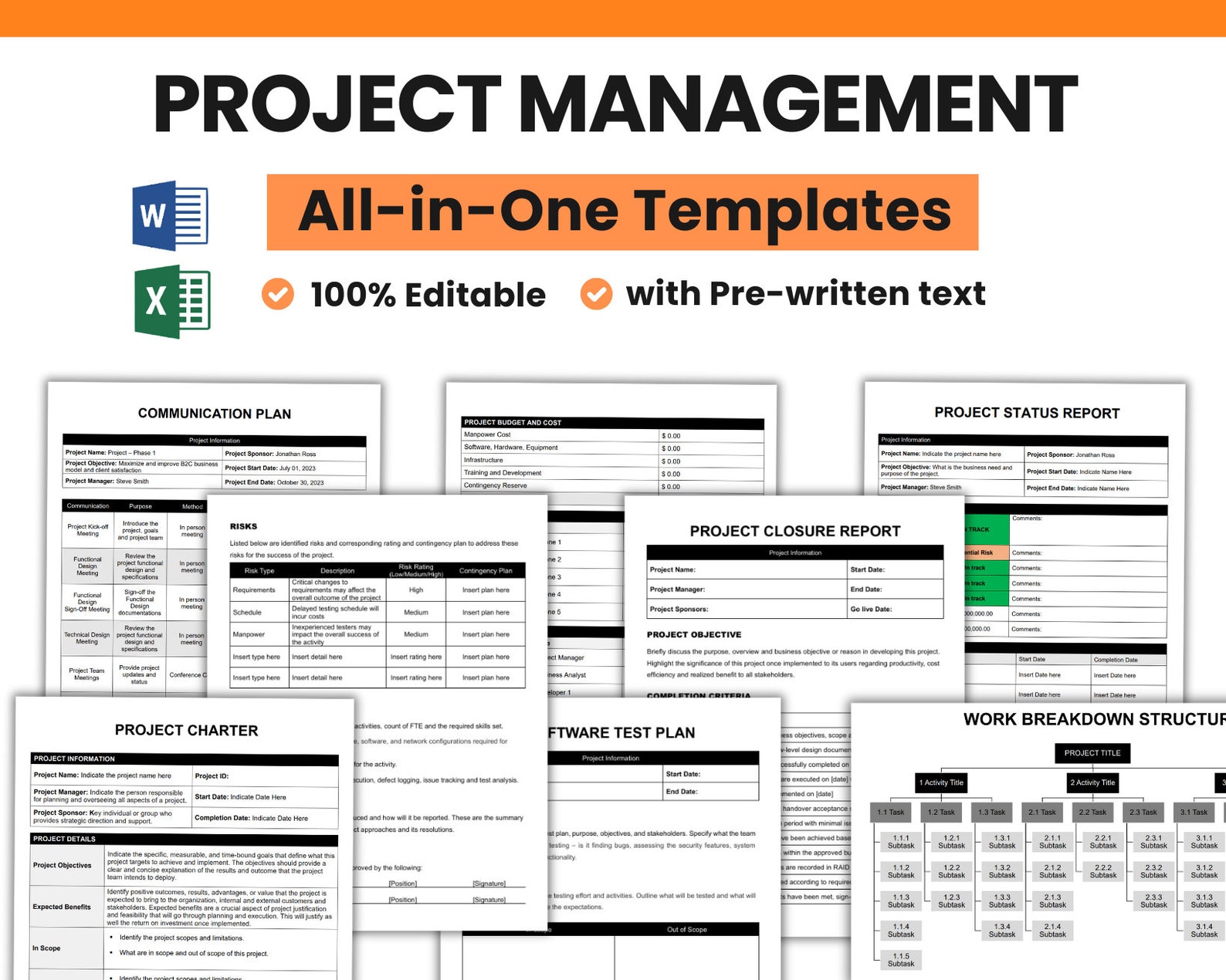 Project Management Bundle, Project Templates, Project Charter, Project ...