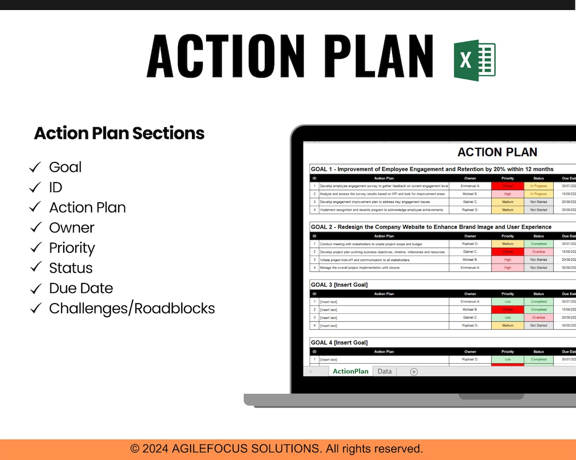 Action Plan Template, Project Action Plan, Project Plan, Task Planner ...