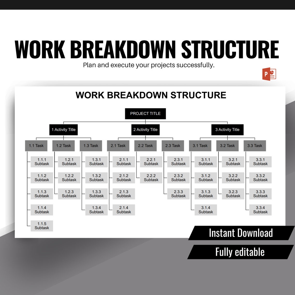 Work Breakdown Structure, Project Management Template, Project Planner ...