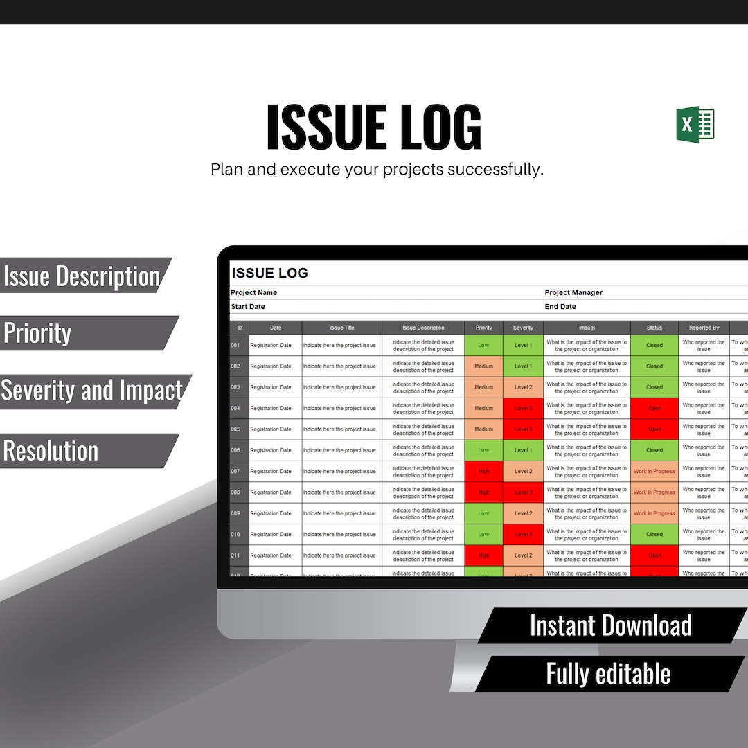 Issue Log, Issue Tracker, Issue Register, RAID Log, Issue Management ...