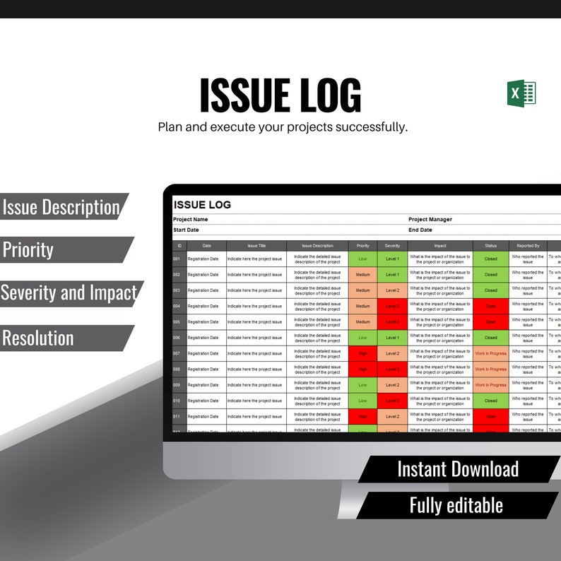 Issue Log, Issue Tracker, Issue Register, RAID Log, Issue Management ...
