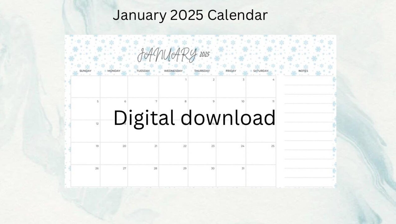 January 2025 Digital Calendar, Digital Calendar, January 2025 Calendar ...