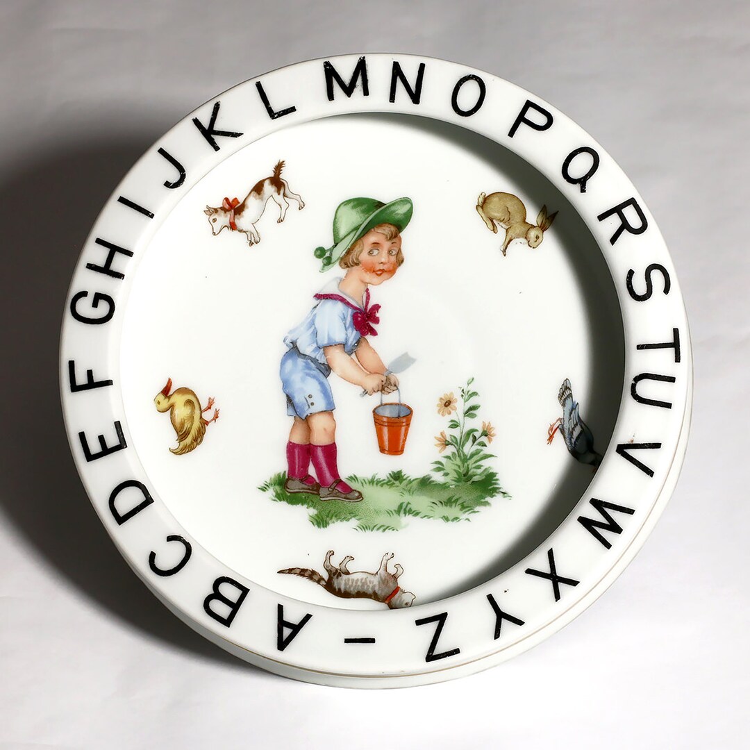 Vintage German Porcelain Child's ABC Plate Dish Girl - Etsy