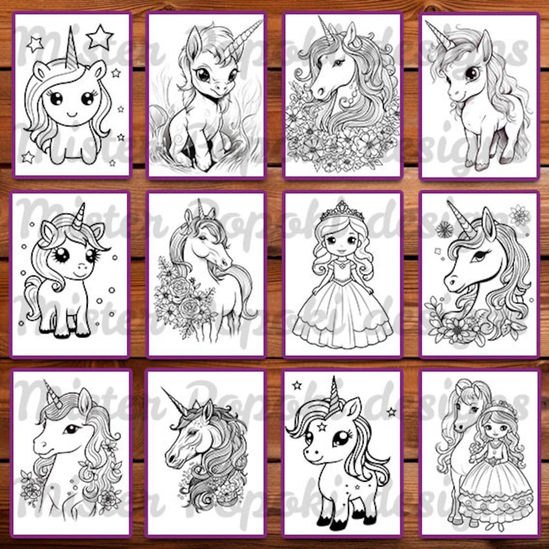 35 Pages of Princesses and Unicorns Coloring Book | PDF | Printable ...