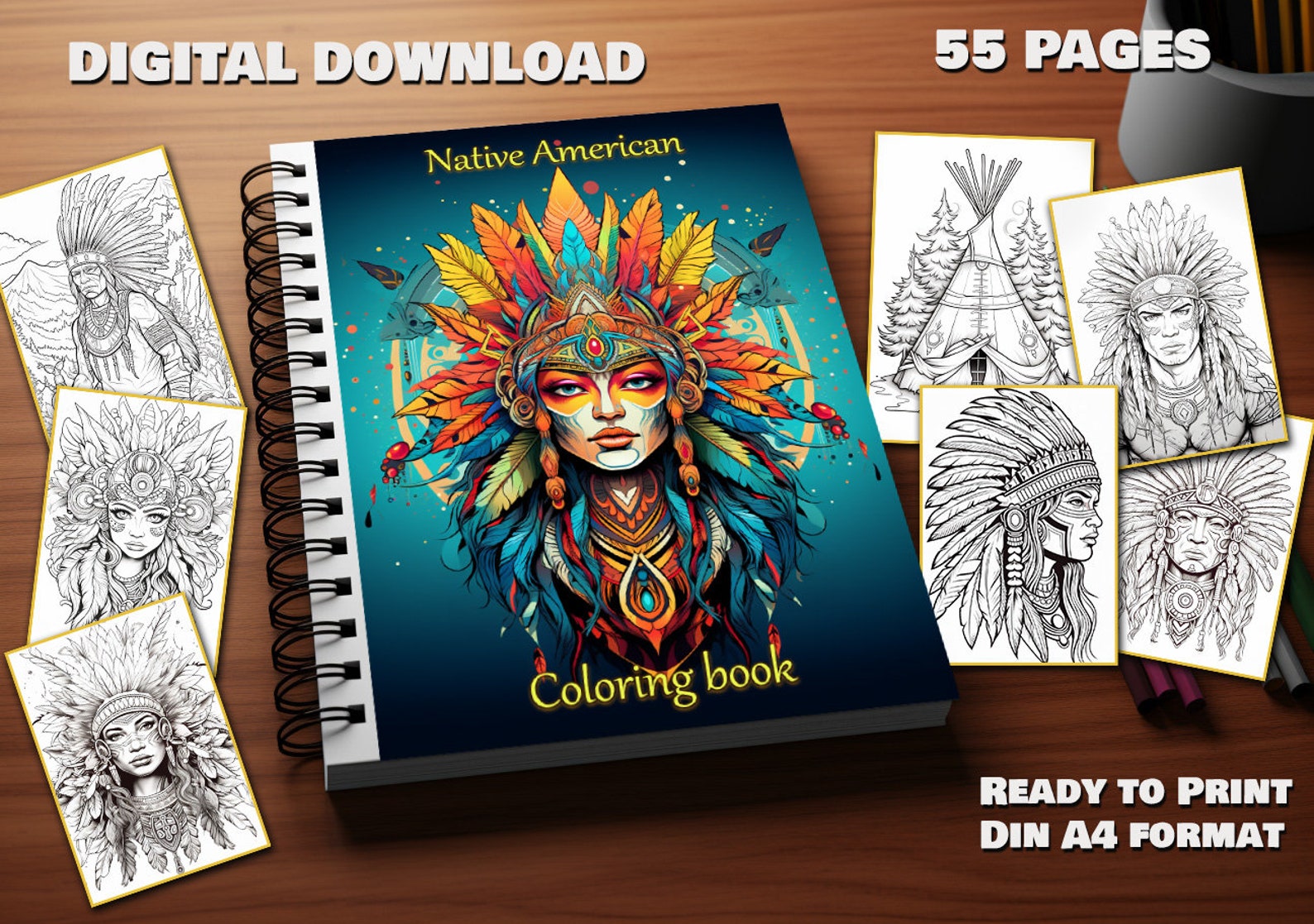 55 Pages of Native Americans Coloring Book | PDF | Printable Coloring ...