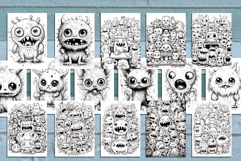 60 Pages of Adorable Cute Monsters Coloring Book | PDF | Printable ...