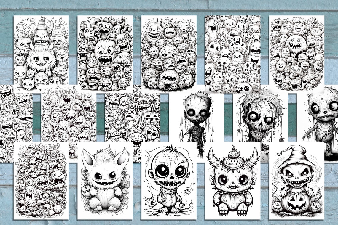 60 Pages of Adorable Cute Monsters Coloring Book | PDF | Printable ...