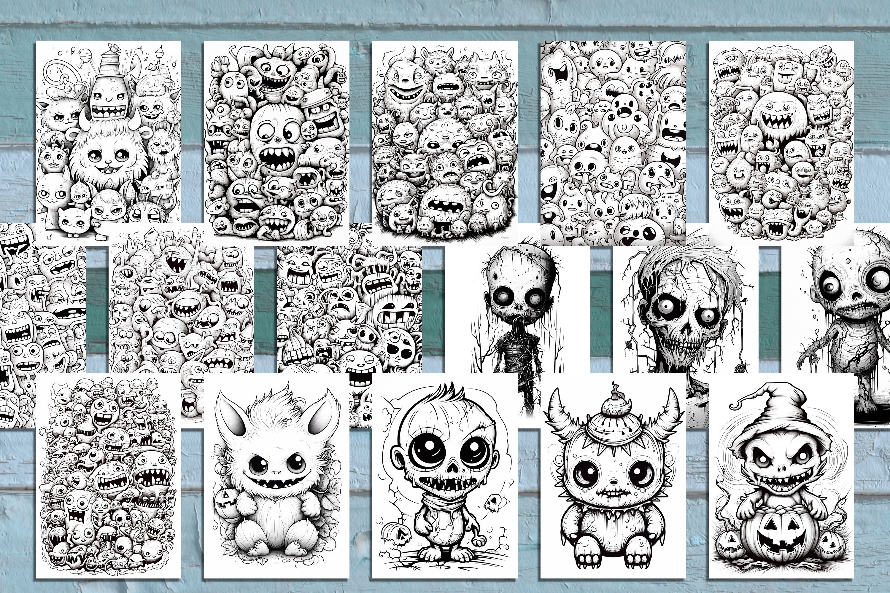 60 Pages of Adorable Cute Monsters Coloring Book | PDF | Printable ...
