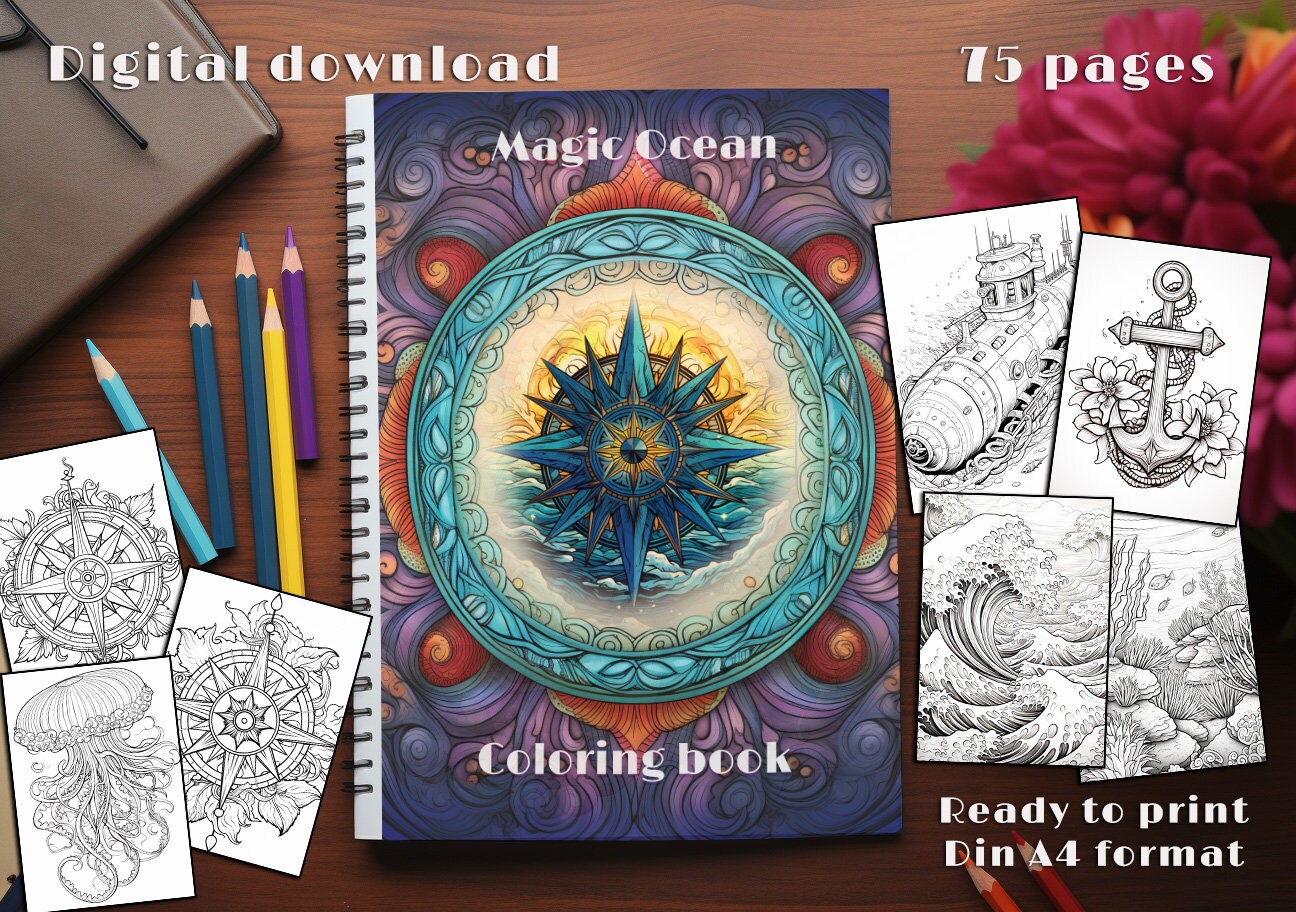 75 Pages of Ocean Related Coloring Book PDF Printable Coloring Pages ...