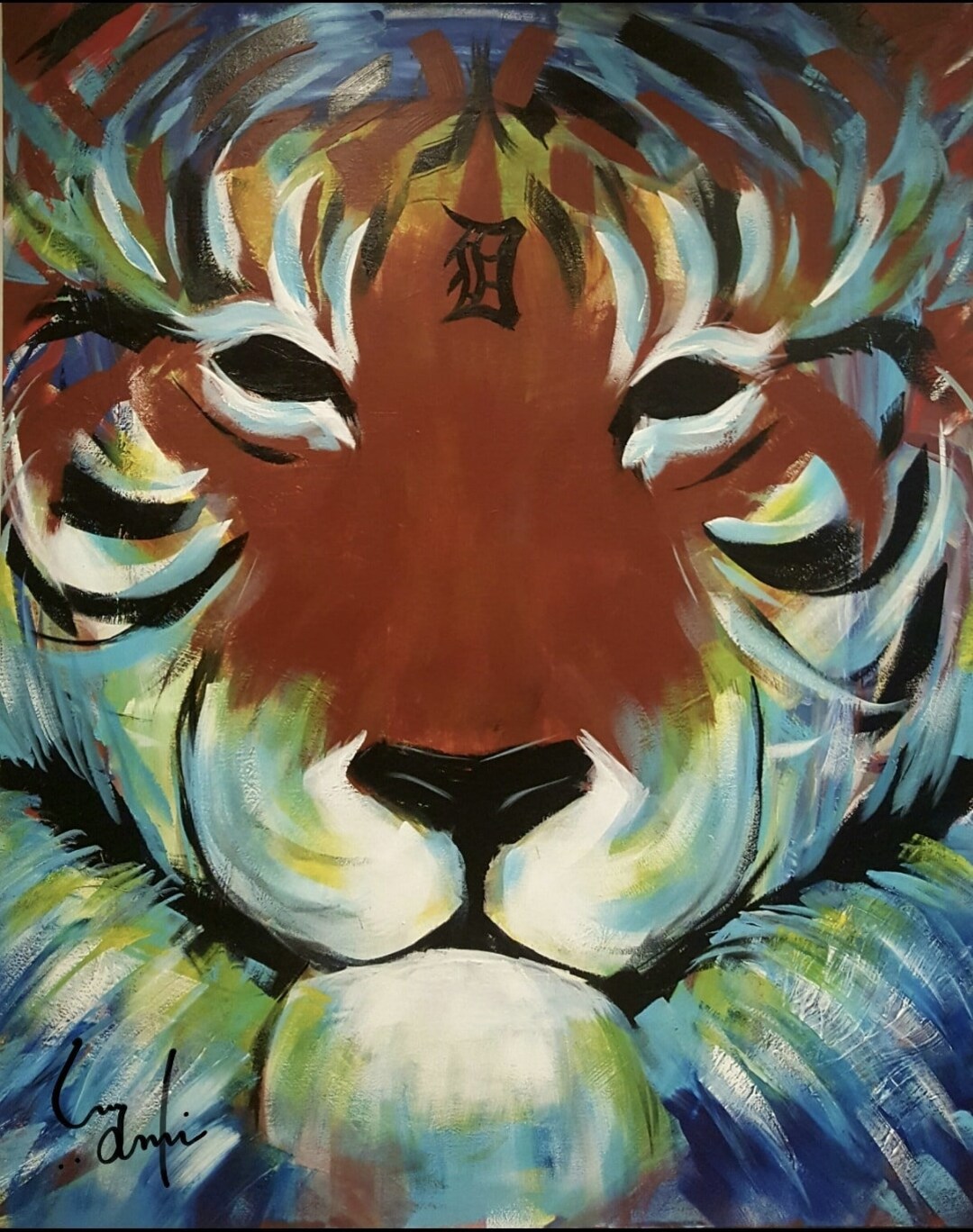 Original ART Acrylic Painting on Canvas, Detroit Tigers, by Sammy Ali ...