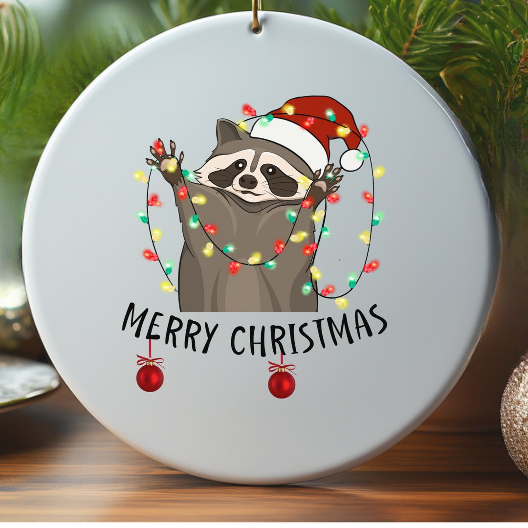 Raccoon Christmas Ornament, Christmas Funny Ornament, Christmas Raccoon ...