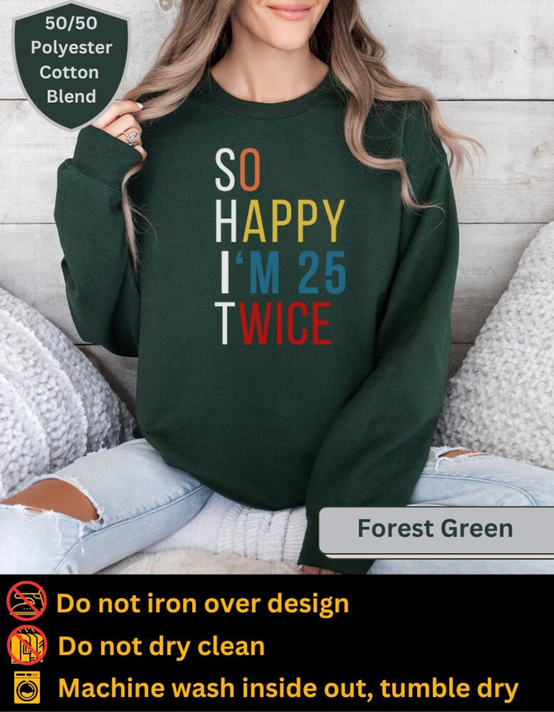 So Happy I'm 25 Twice Shirt, 50th Birthday Tee, Funny 50th Birthday Shirt, Birthday Party Shirt ...