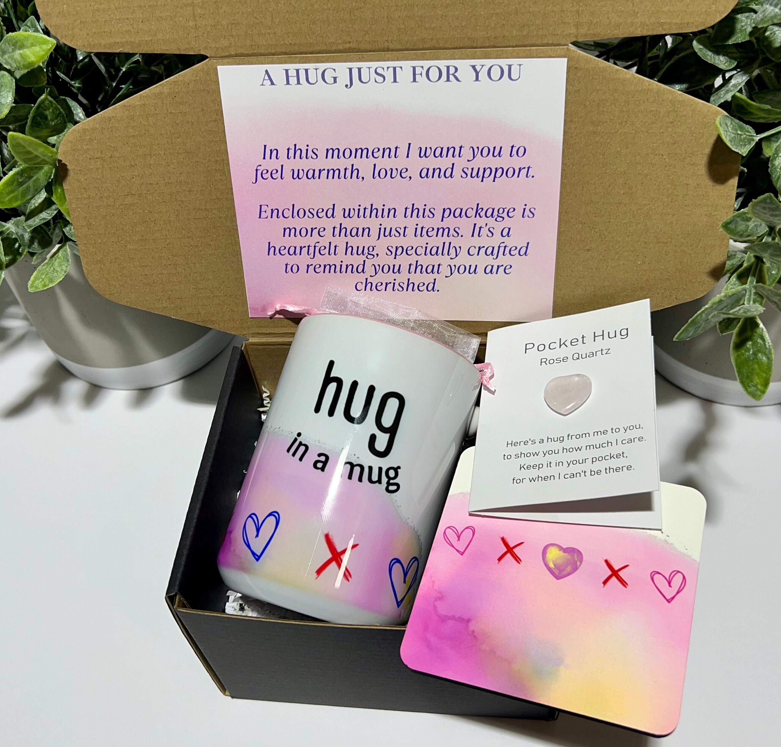 Hug in a Mug Box Gift Set With Pocket Hug and Coaster, Comforting Mug ...