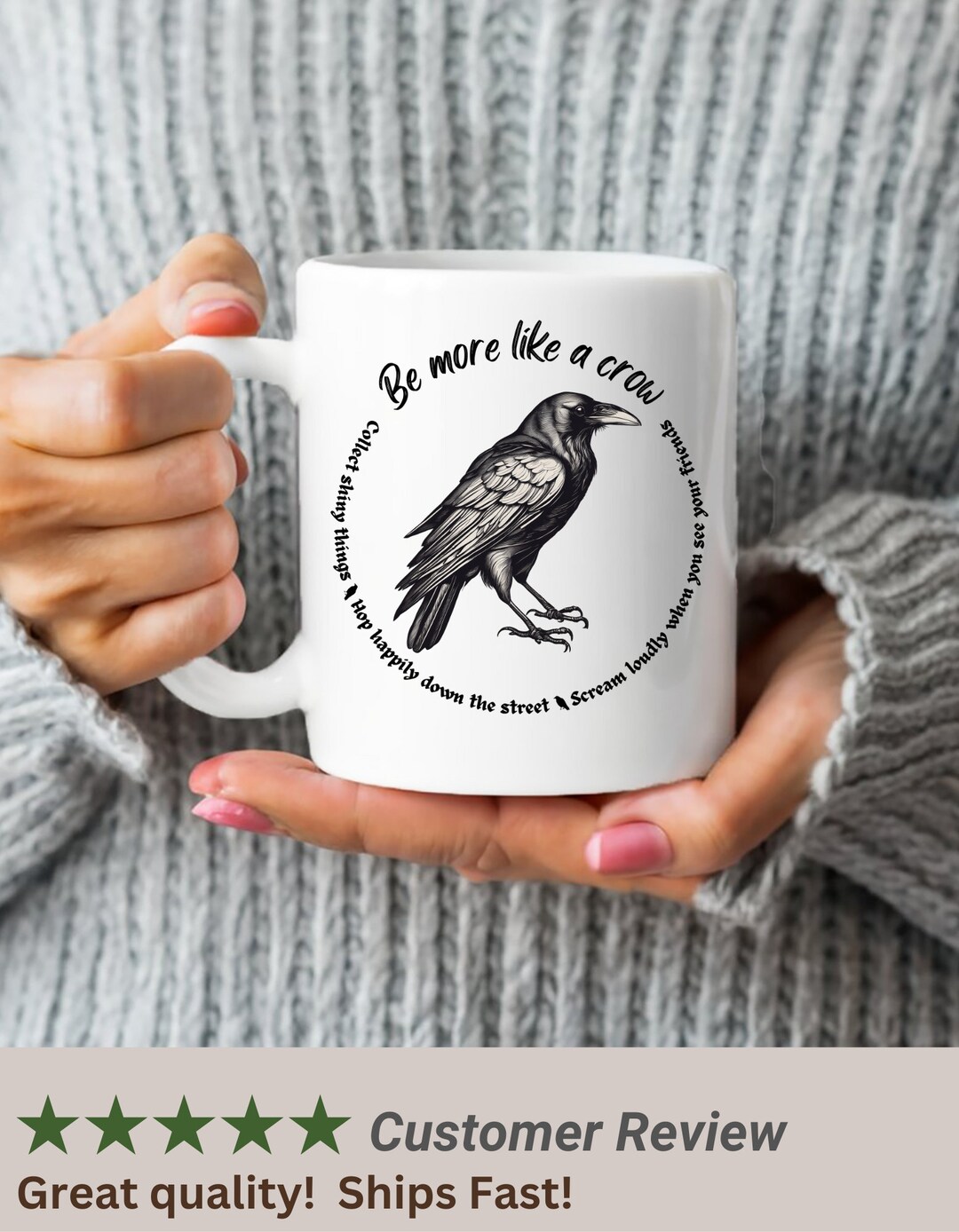 Be More Like a Crow Gift Mug, Perfect Crow Collector Gift Coffee Cup ...