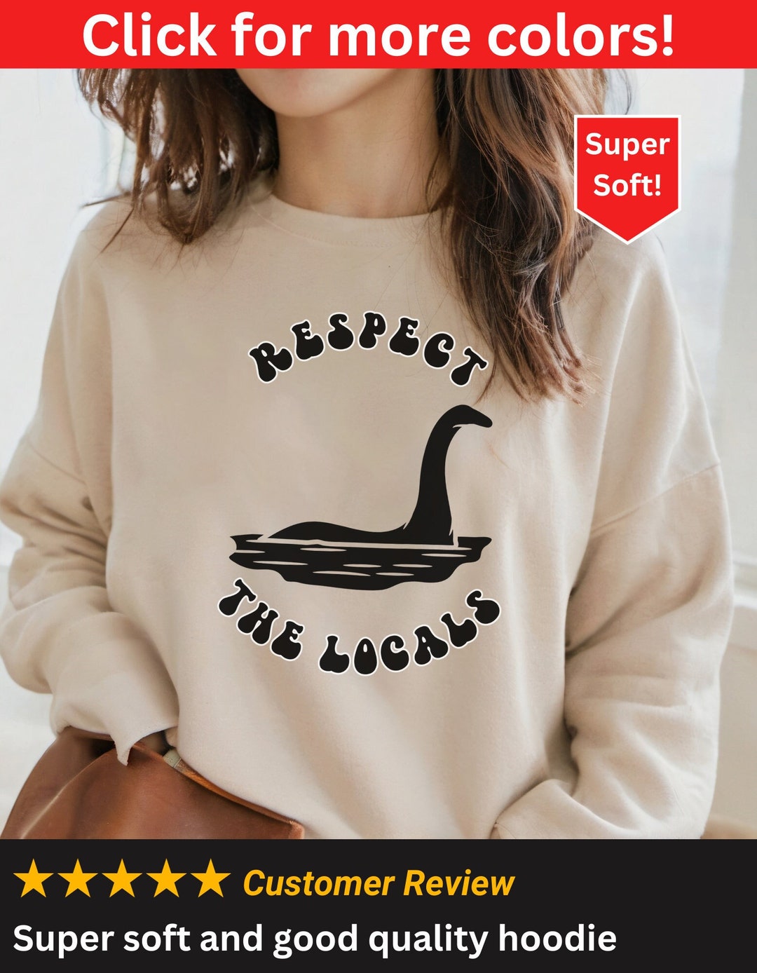 Respect the Locals Hoodie Loch Ness Funny and Cute Hoodie Surfing ...