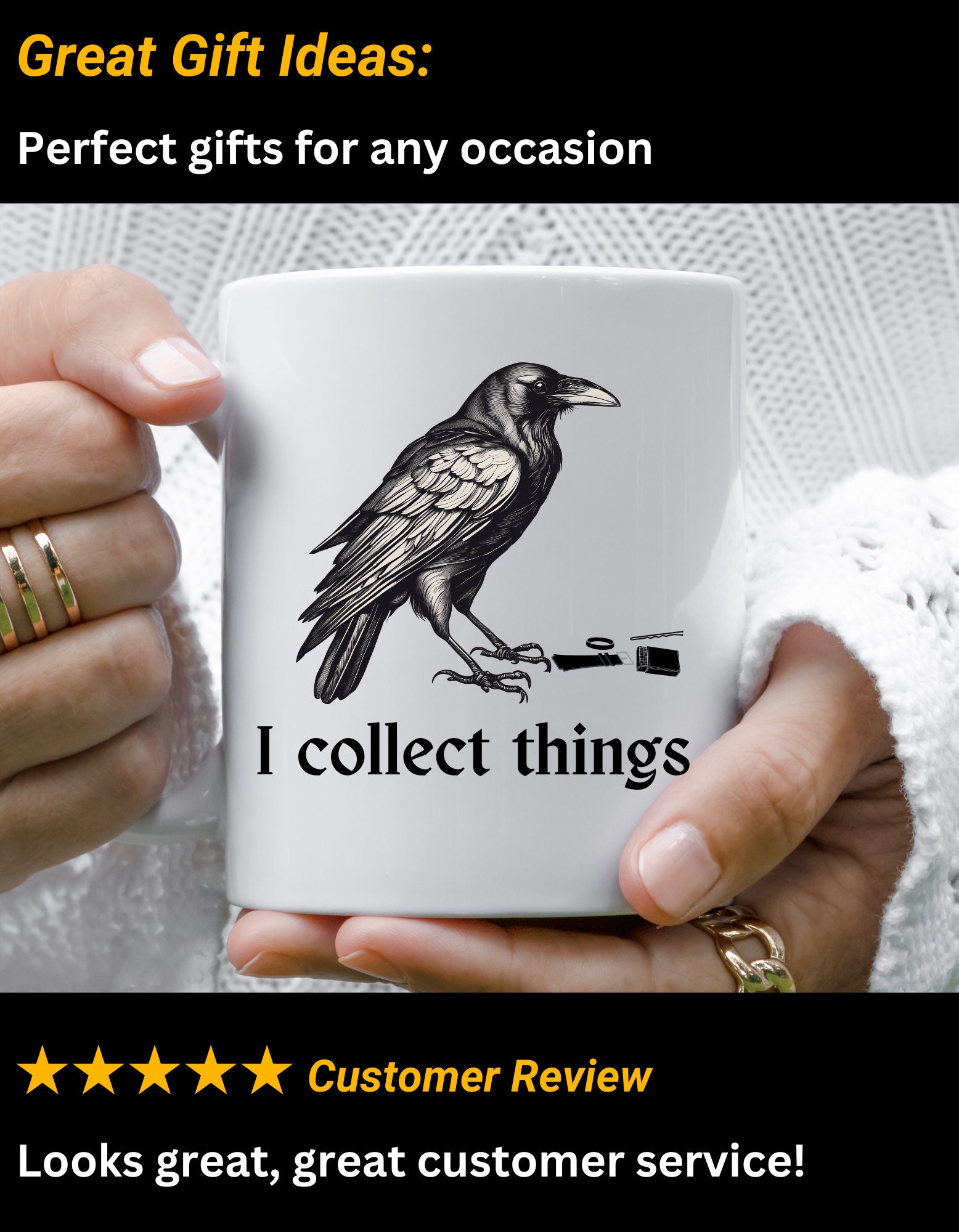 Crow I Collect Things Gift Mug, Perfect Crow Collector Gift Coffee Cup ...