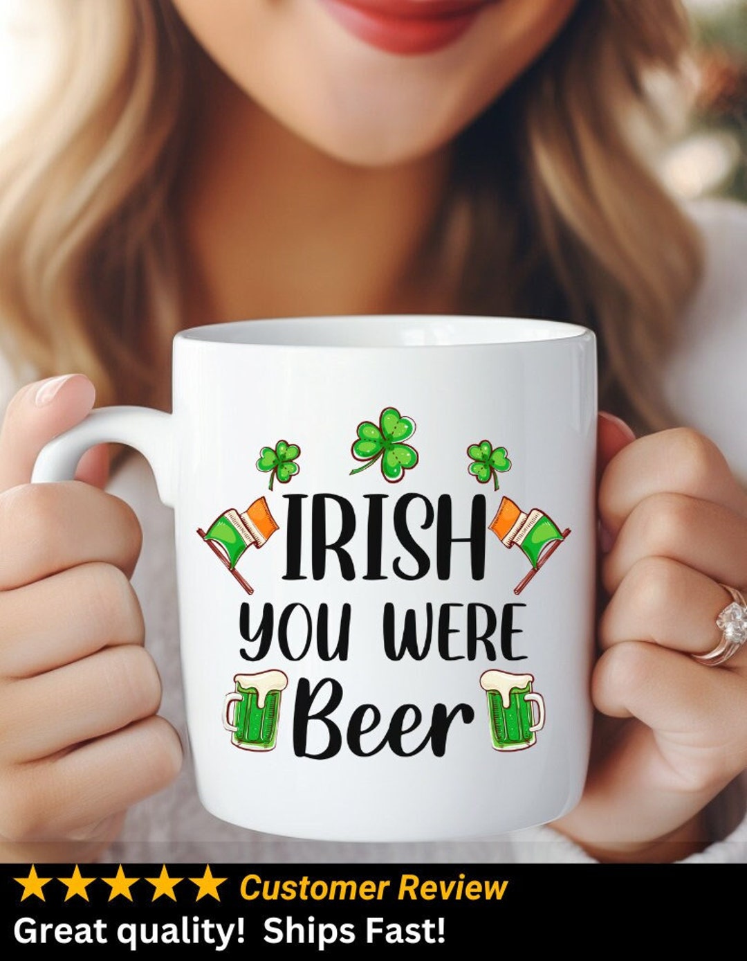 Irish You Were Beer Mug, St Patricks Beer, St Pattys Day Coffee Mug ...
