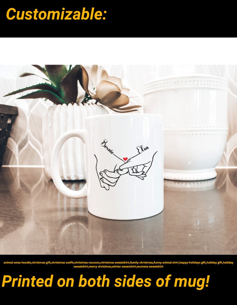 Personalized Pinky Promise Holding Hands Mug, Boyfriend Valentines Gift ...