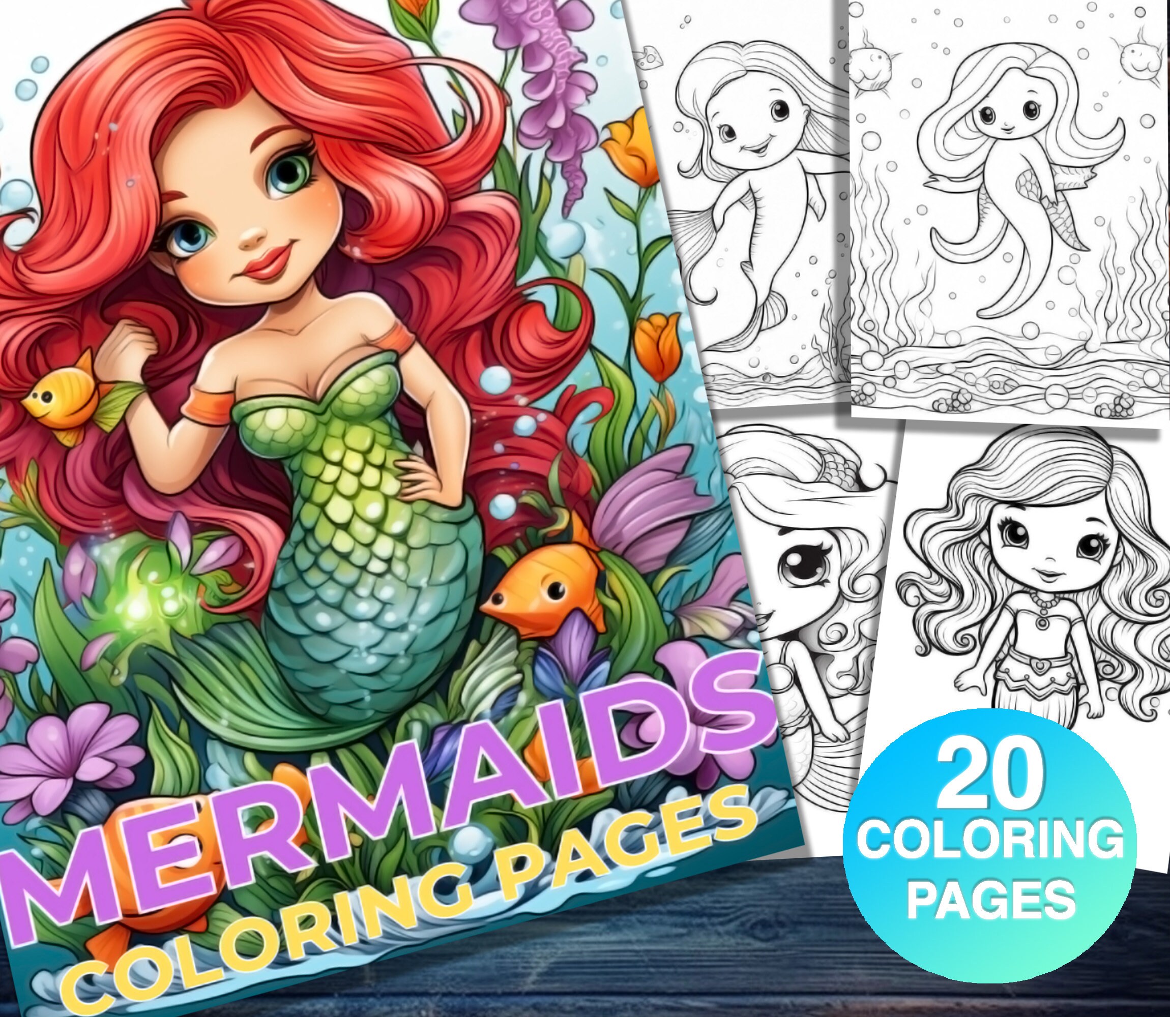 Magical Mermaids Coloring Book Printable Pages for Girls - Etsy