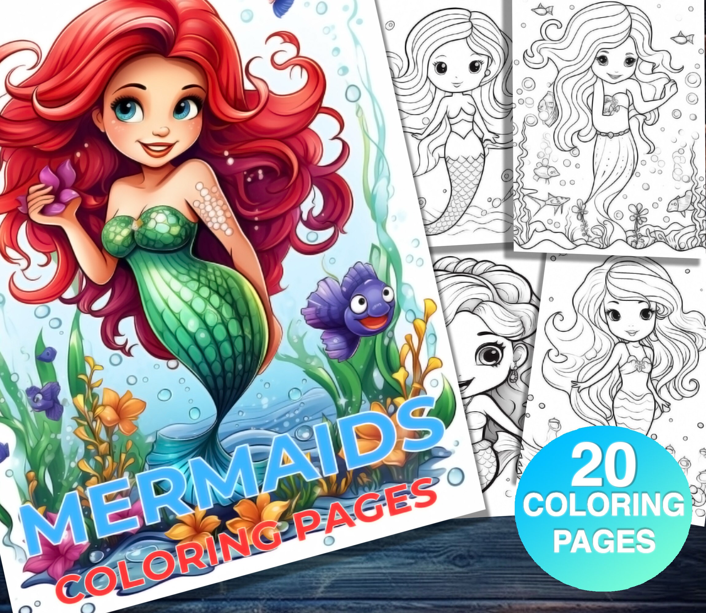 Magical Mermaids Coloring Book Printable Pages for Girls - Etsy