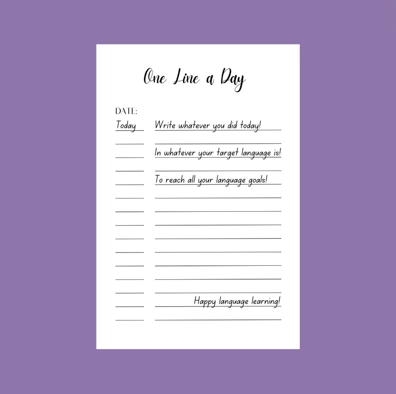 One Line a Day (in Your Target Language) Study Journal - Etsy