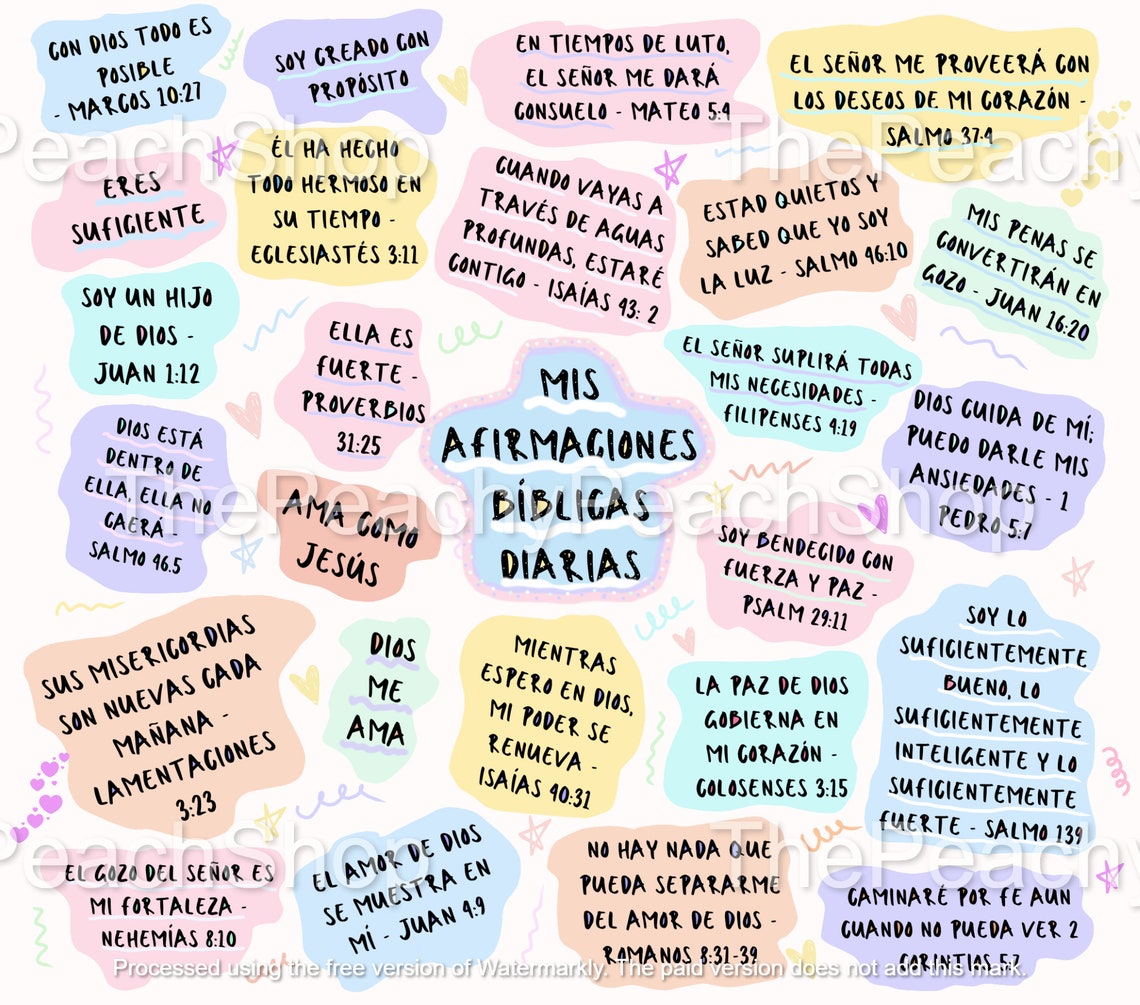 MY Daily Bible Affirmations Spanish Png Tumbler Wrap Digital - Etsy