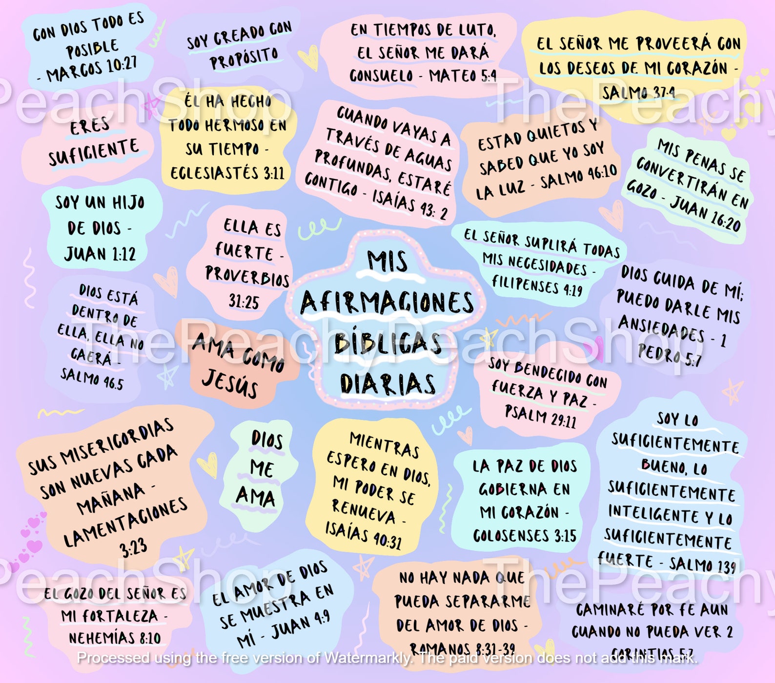 MY Daily Bible Affirmations Spanish Png Tumbler Wrap Digital ...