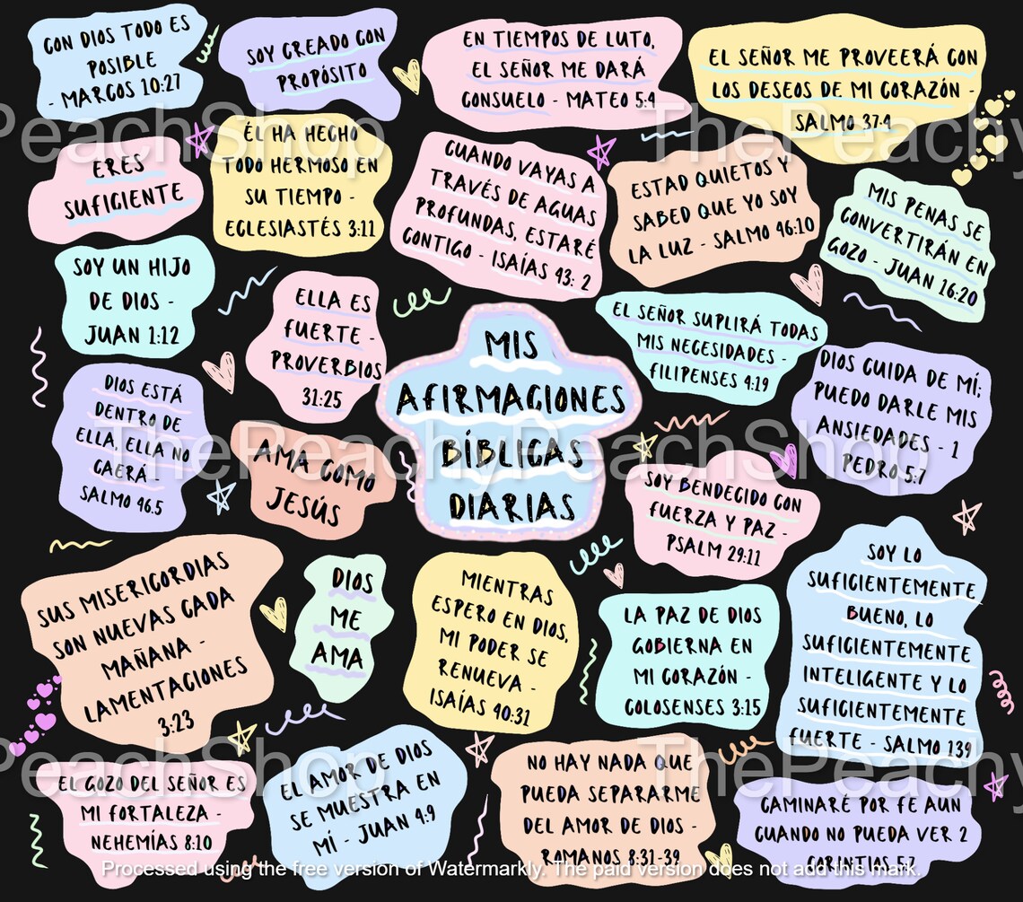 MY Daily Bible Affirmations Spanish Png Tumbler Wrap Digital - Etsy
