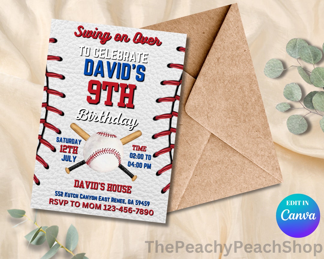 Editable Baseball Birthday Invitation, Baseball Invites, Instant ...